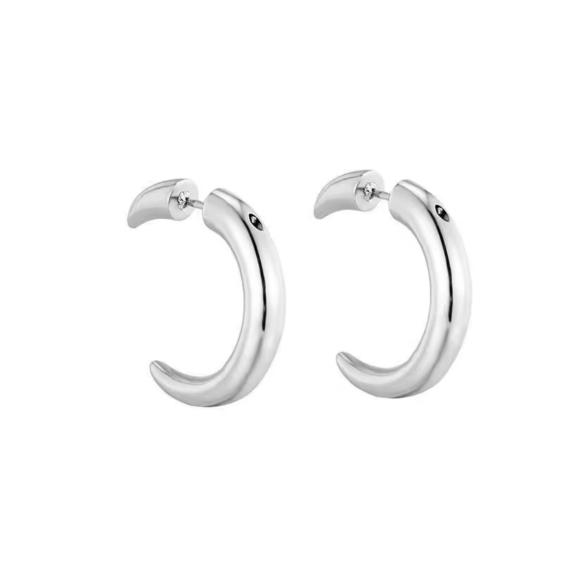 CRESCENT FANG · C-Shape Punk Hoop Earrings Streetwear | BLACKVEINSKIN